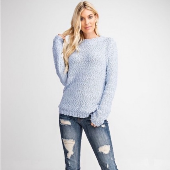 143Story | Sweaters | New Boutique Popcorn Knit Sweater Powder Blue ...